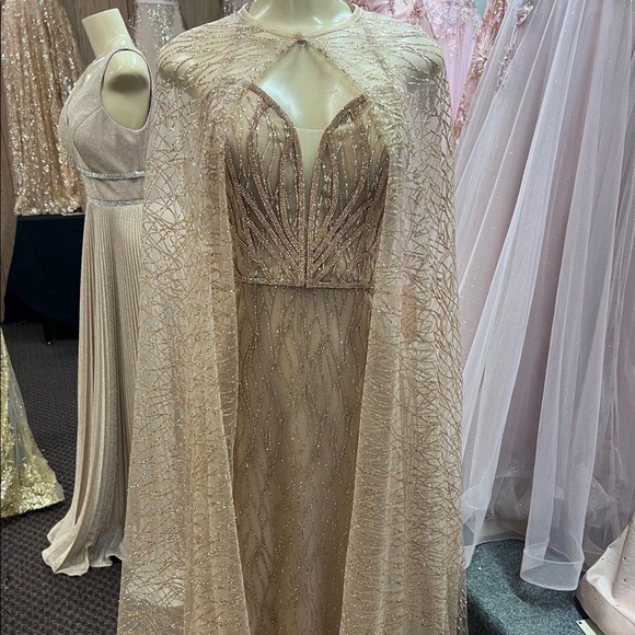 Dresses | Long Evening Gown With Detachable Cape Dress | Poshmark